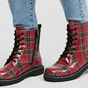 torrid | Shoes | Nwt Torrid Stevie Combat Boots Red Plaid Size | Poshmark